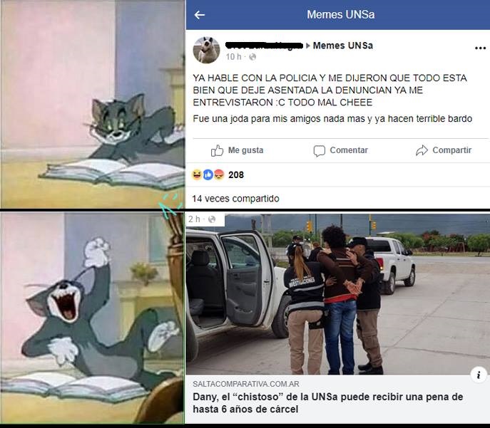 Aparecieron memes sobre las amenazas en la UNSa