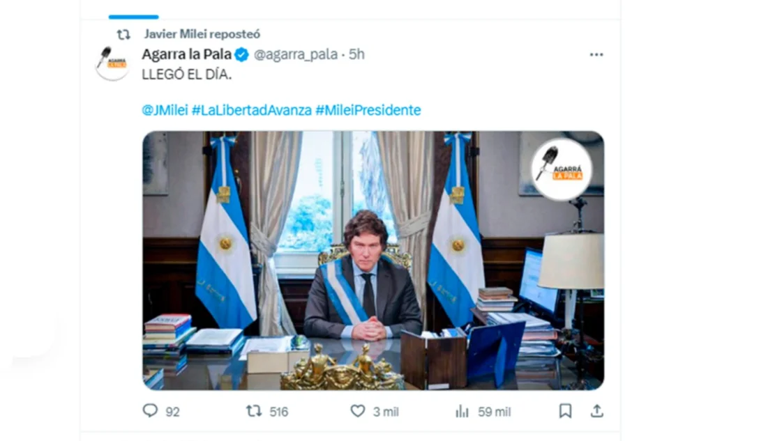 "Llegó el día", la primera reacción en redes de Javier Milei